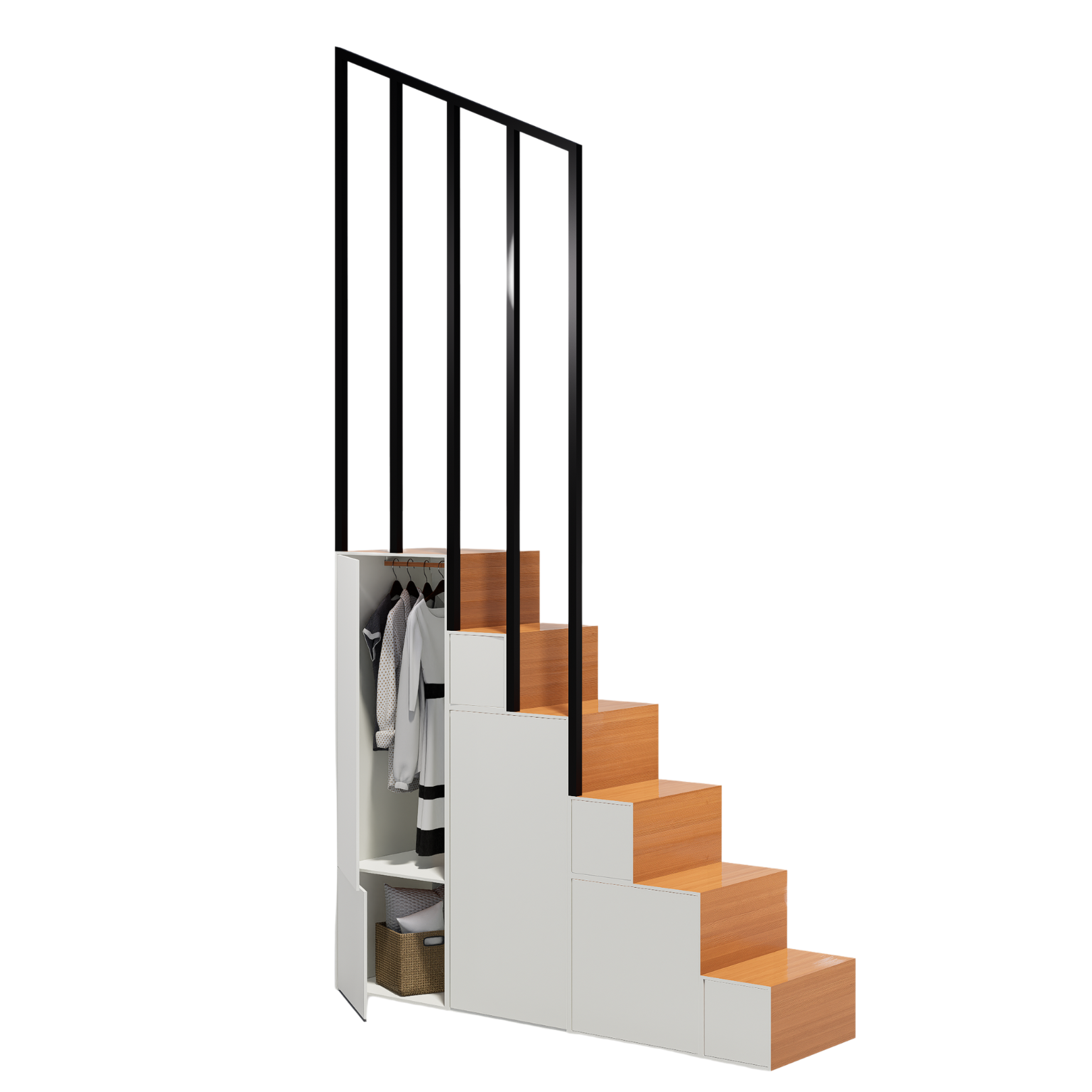 Engineered Bamboo Storage Stairs with Railings – CUBO Modular Inc.